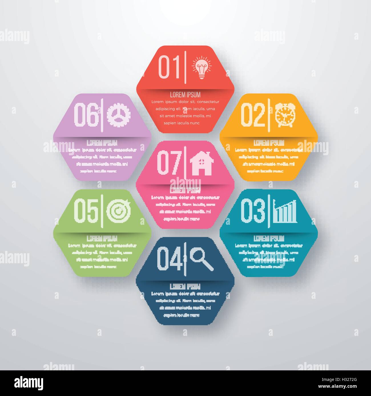 Vector illustration infographics seven hexagons Stock Vector Image ...