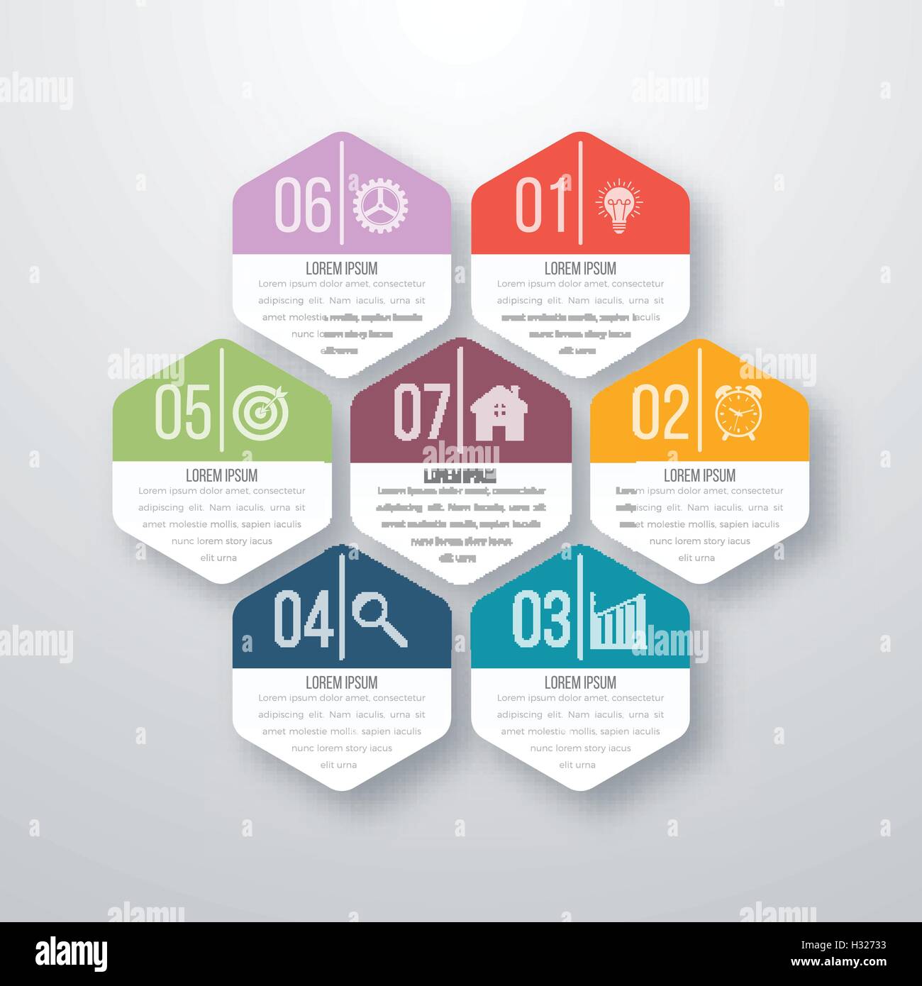 Vector illustration infographics seven hexagons Stock Vector Image ...