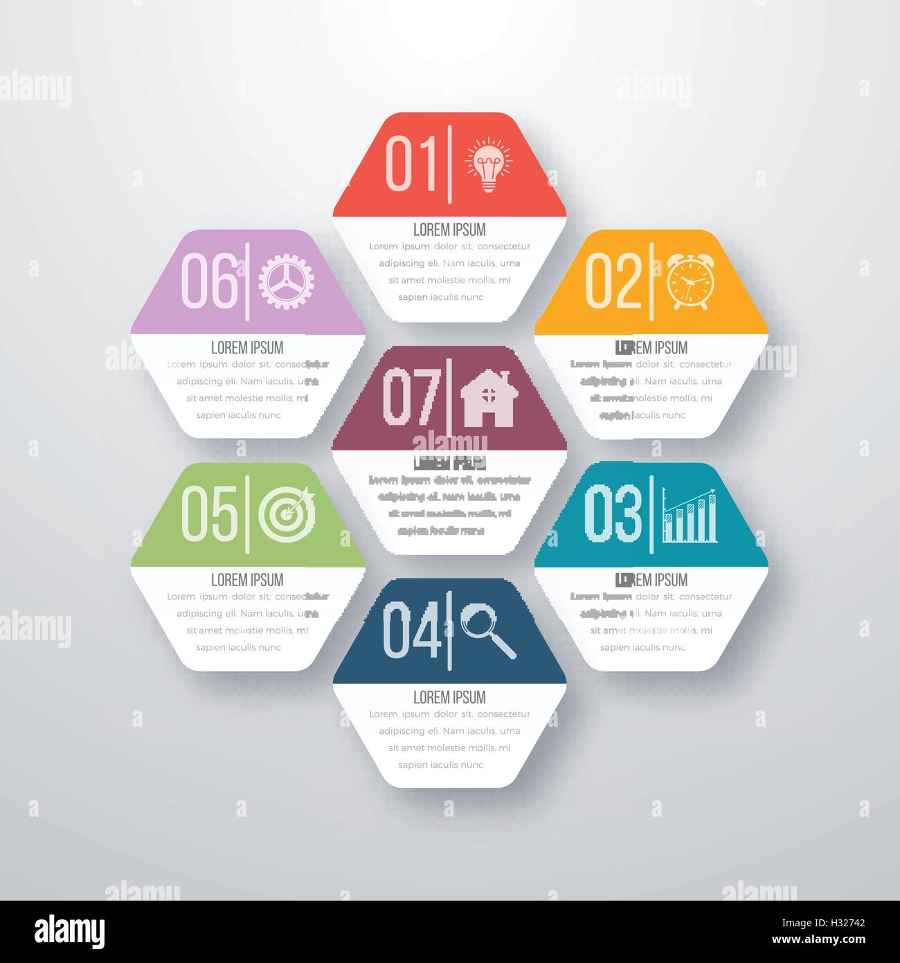 Vector illustration infographics seven hexagons Stock Vector Image ...