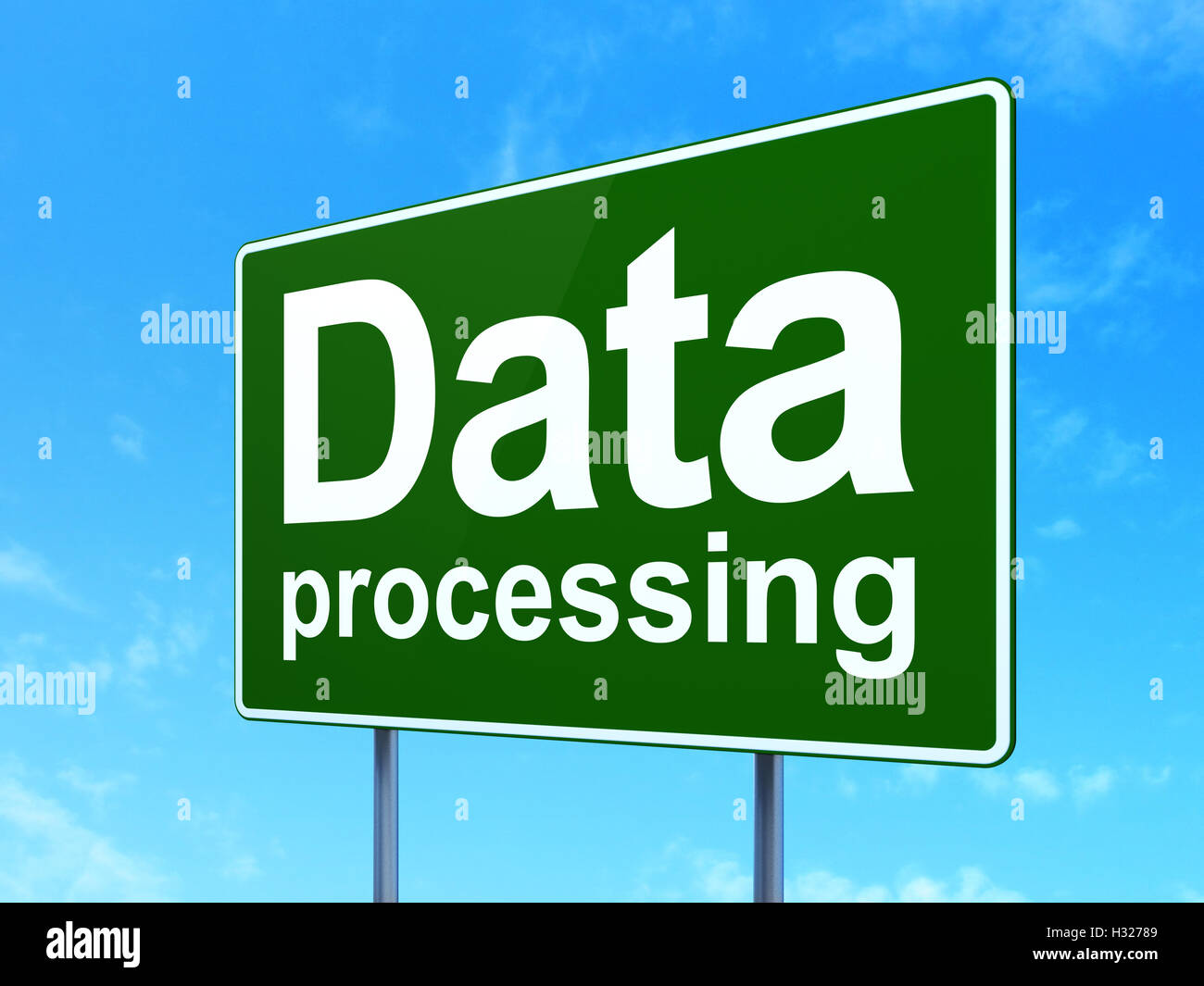 Data Processing on road sign background Stock Photo - Alamy