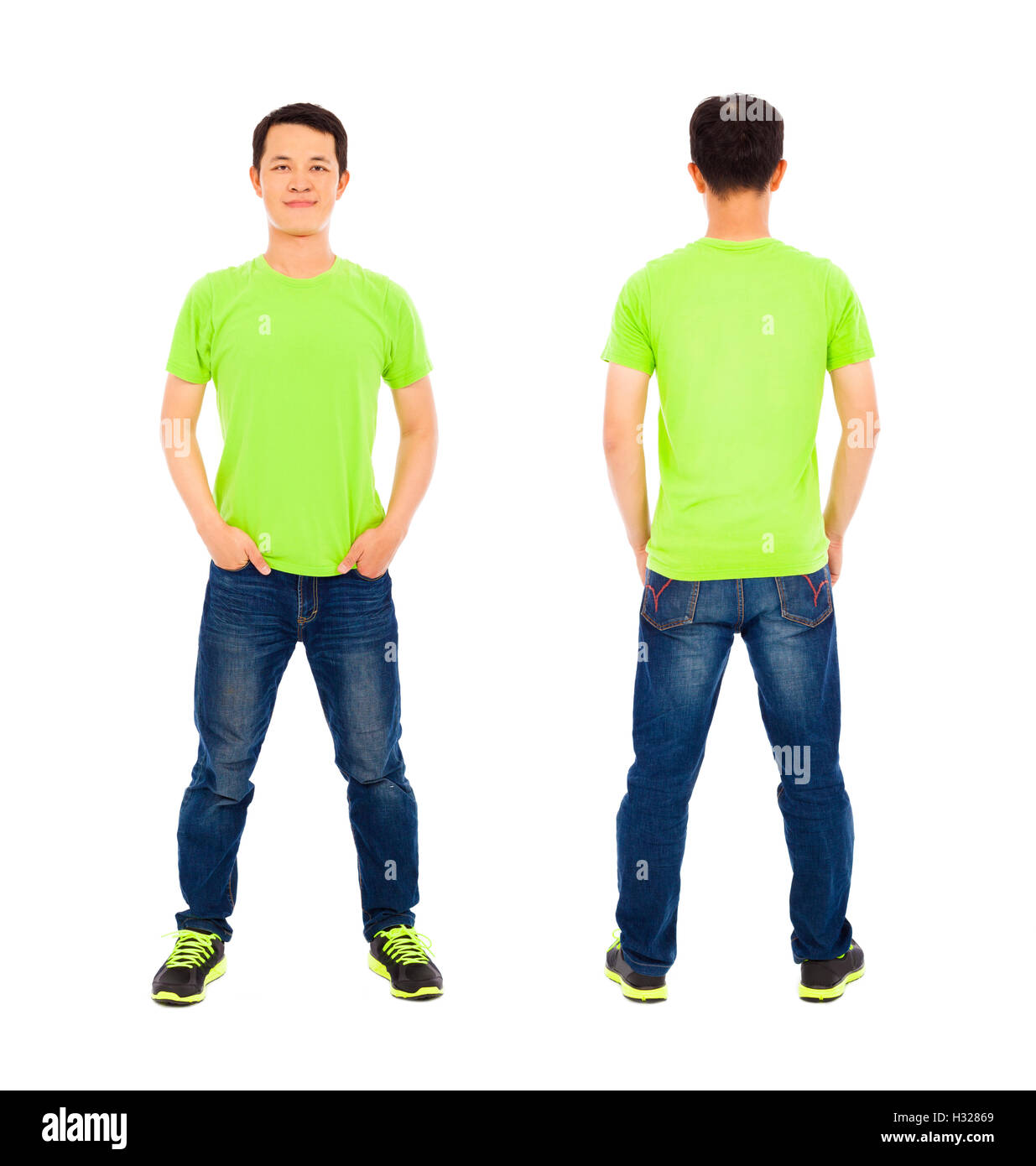 potrait of young man standing ,front and back Stock Photo - Alamy