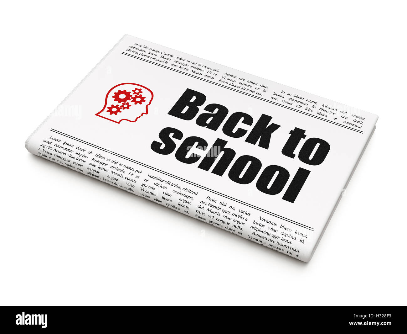 Education concept: newspaper with Back to School and Head With Gears ...