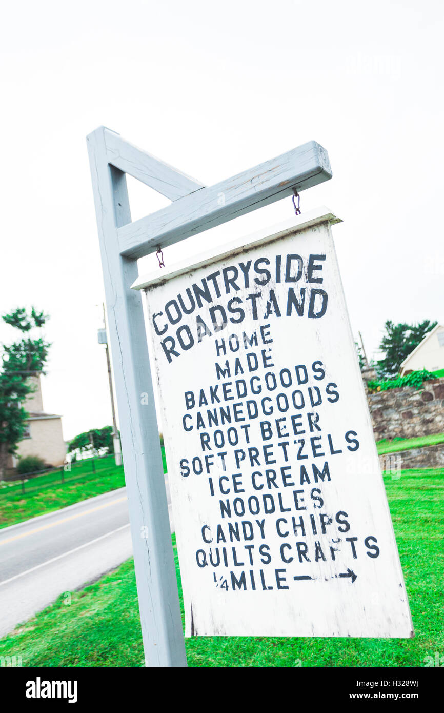 rustic wooden sign roadside Stock Photo - Alamy