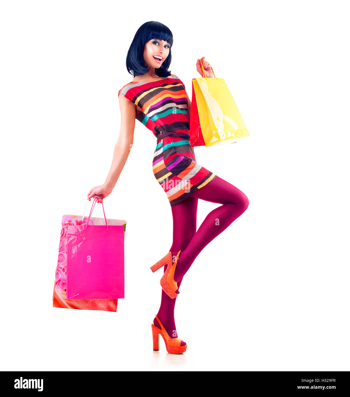 Fashion Shopping Model Girl Full Length Portrait Stock Photo - Alamy