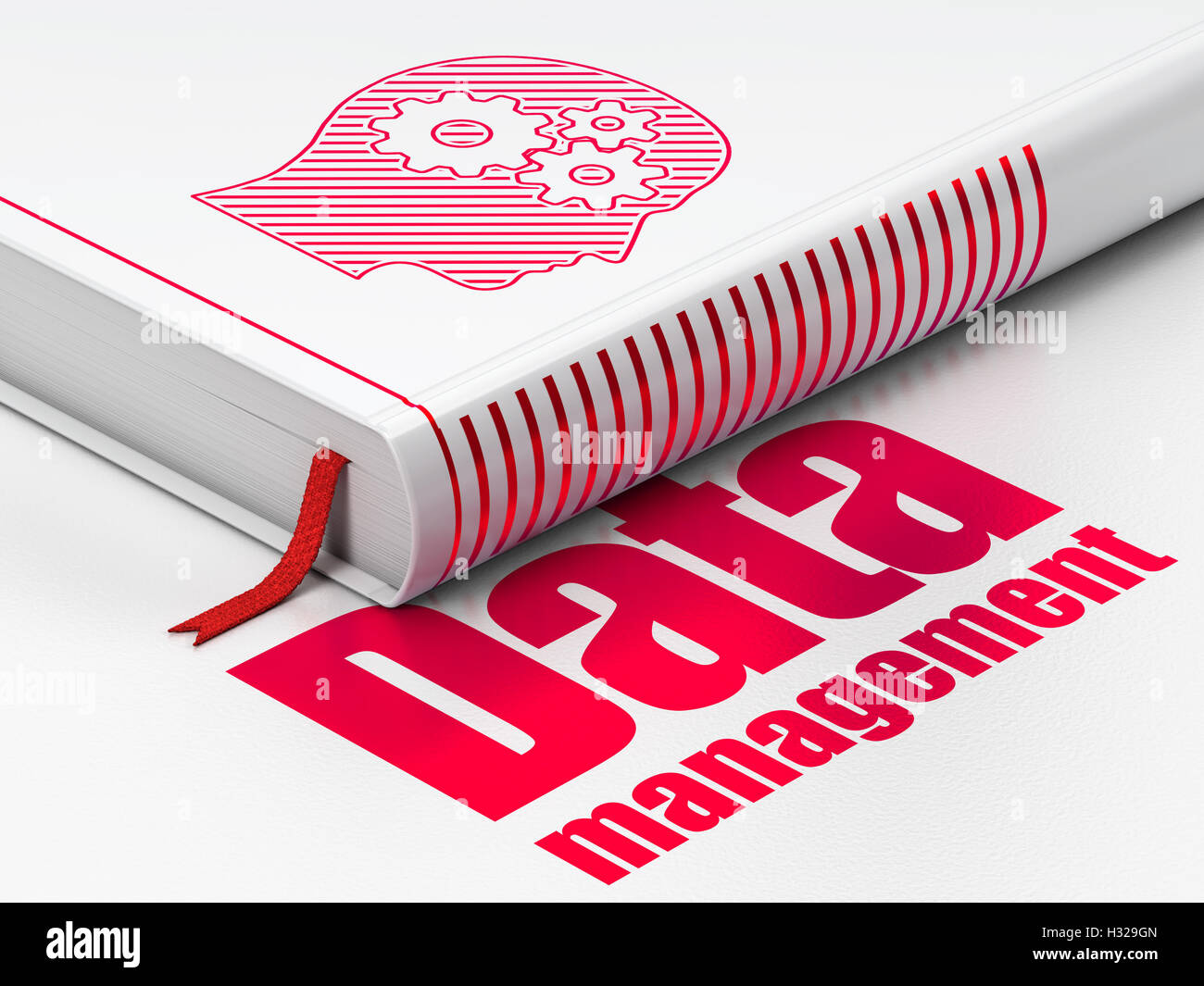 Information concept: book Head With Gears, Data Management on white ...