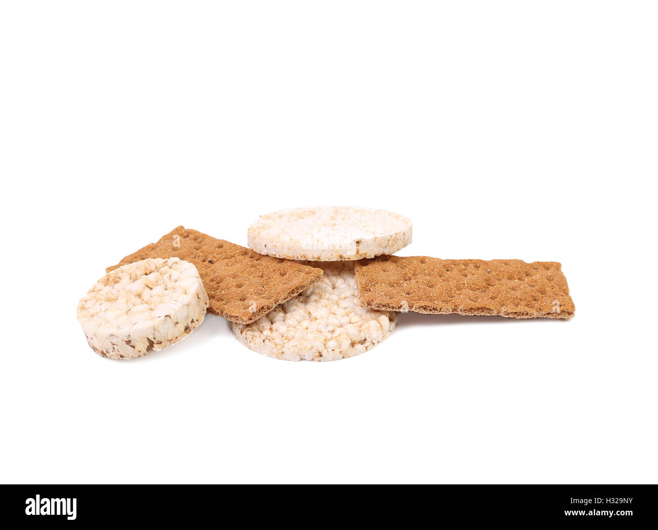 Composition of corn cracker and bread crisps Stock Photo - Alamy