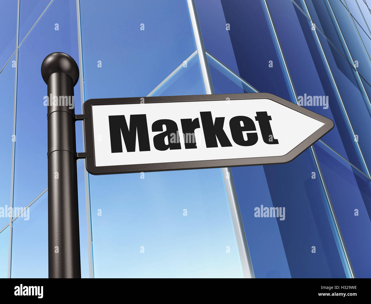 Finance concept: sign Market on Building background Stock Photo - Alamy