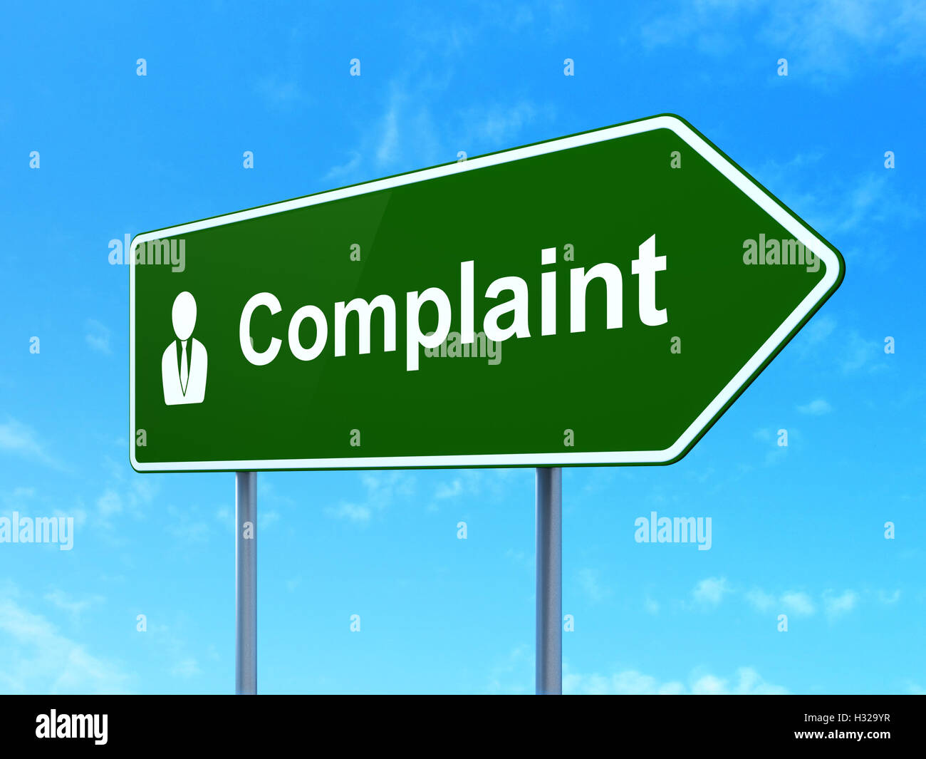 Law concept: Complaint and Business Man on road sign background Stock ...