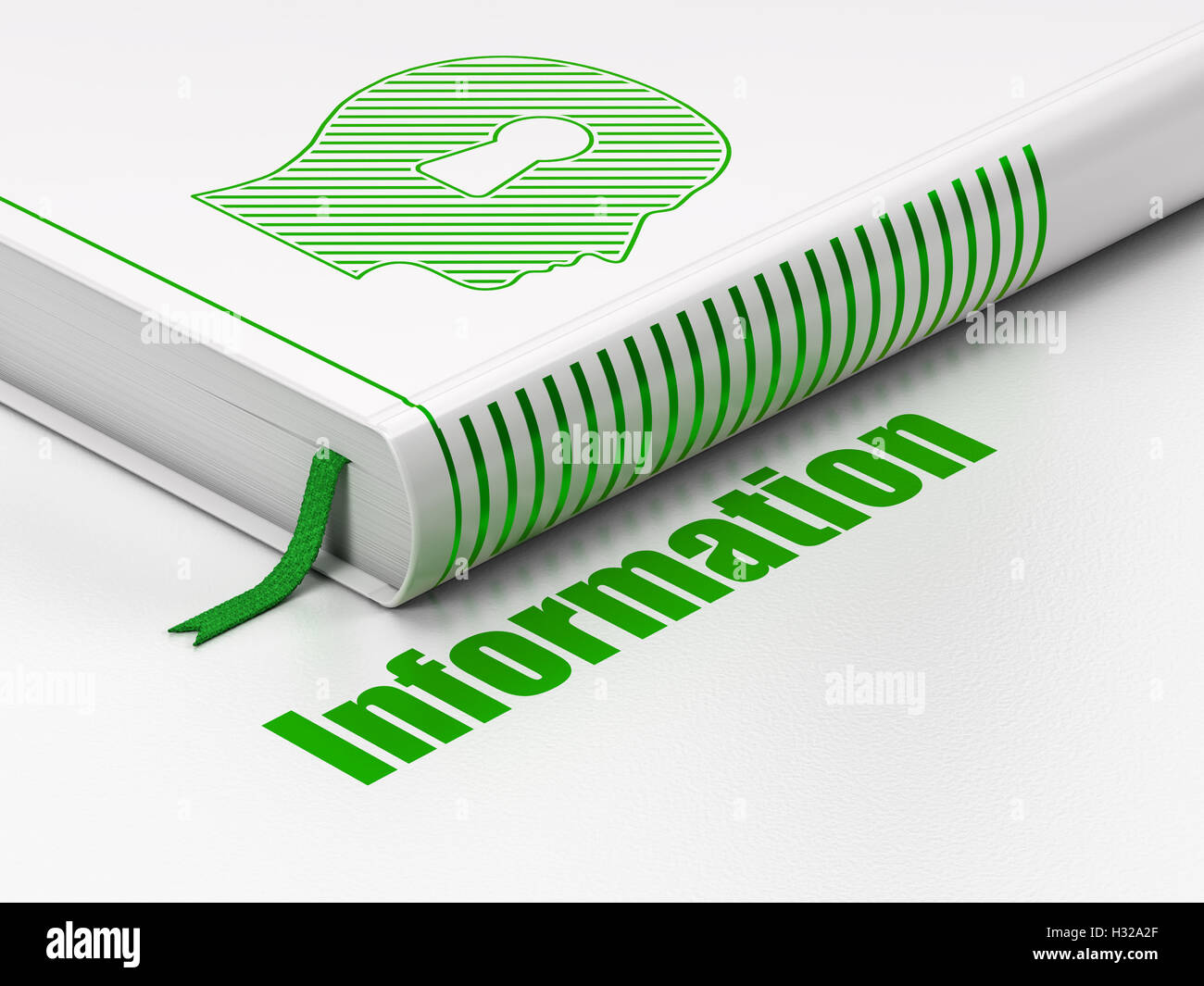 Data concept: book Head With Keyhole, Information on white background ...