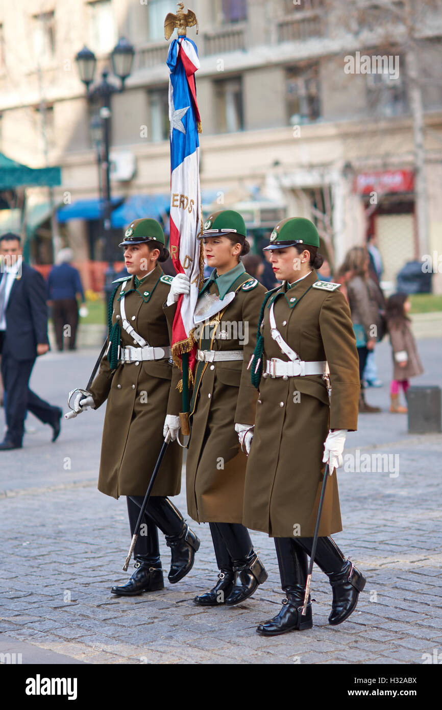 Carabineros changing of the guard ceremony at La Moneda in Santiago ...