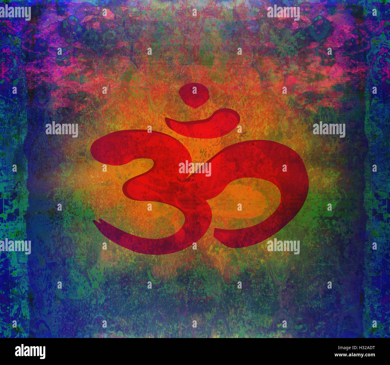 om aum symbol on a grunge texture Stock Photo - Alamy