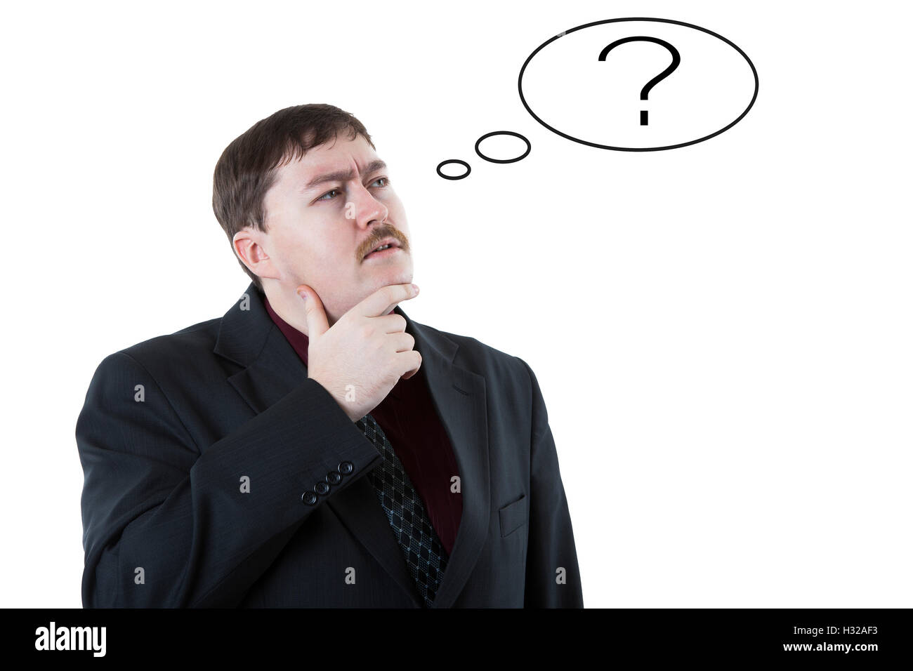portrait of a man thinking question Stock Photo - Alamy