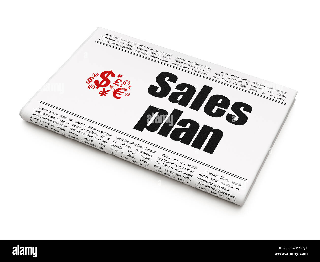 Advertising concept: newspaper with Sales Plan and Finance Symbol Stock ...