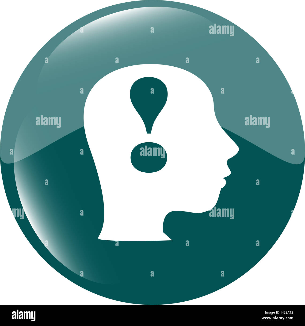 Human head with exclamation mark icon, web button Stock Photo - Alamy