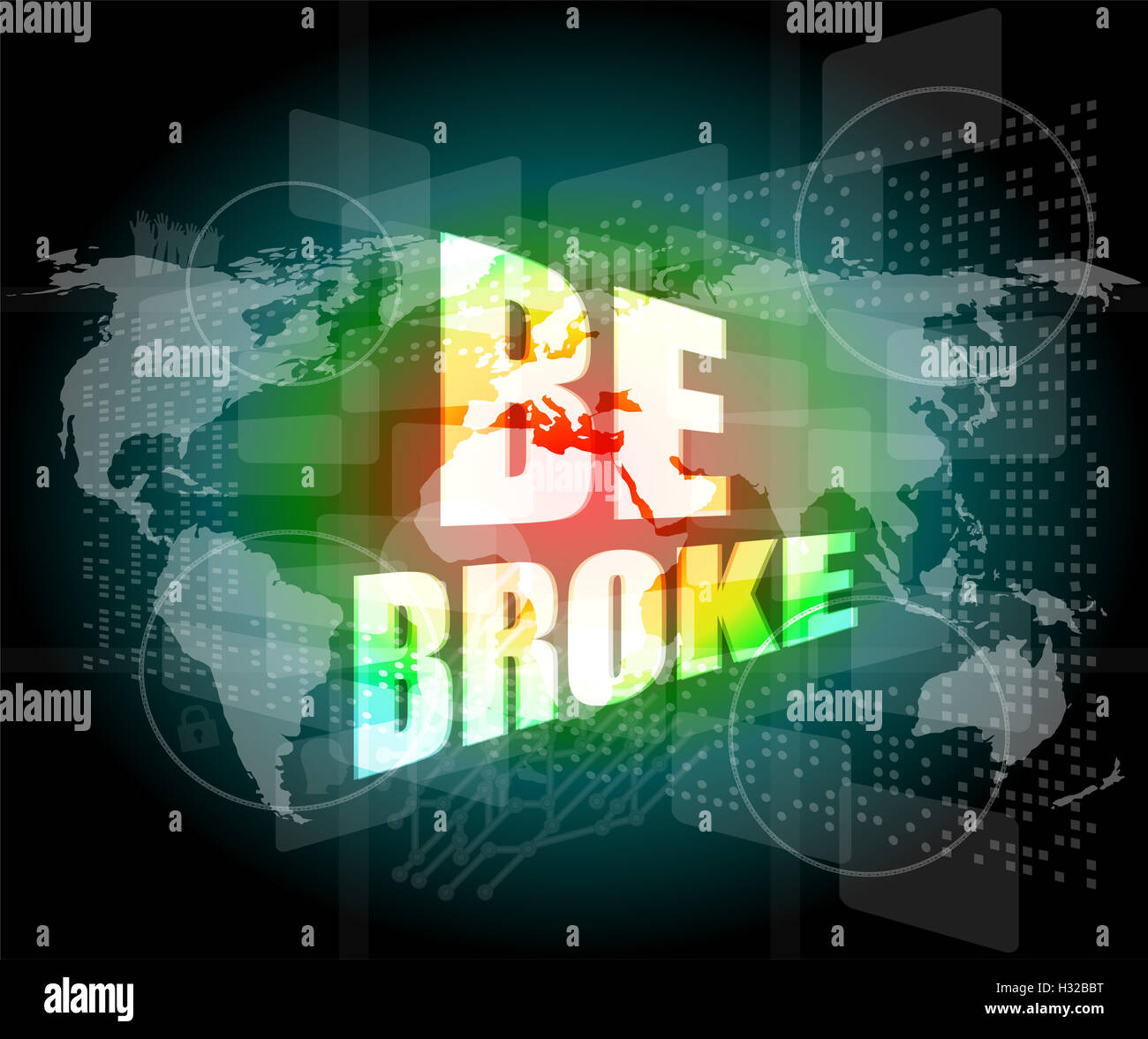 touch screen interface with be broke words Stock Photo - Alamy