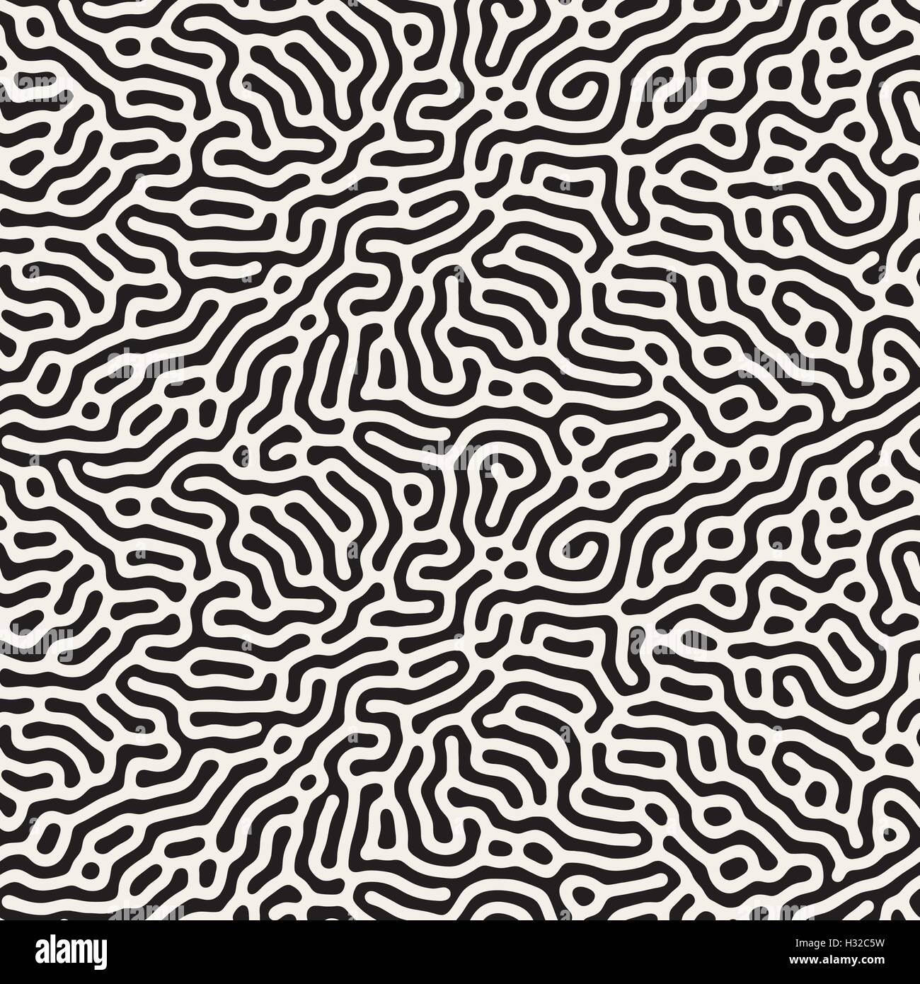 Vector Seamless Black and White Organic Lines Pattern Stock Vector ...