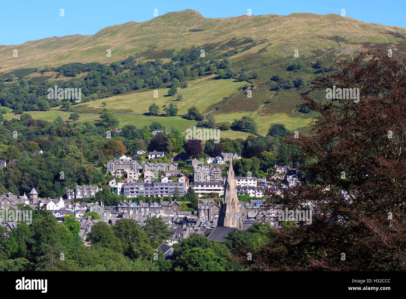 Ambleside and Wansfell Pike, Lake District, Cumbria Stock Photo - Alamy
