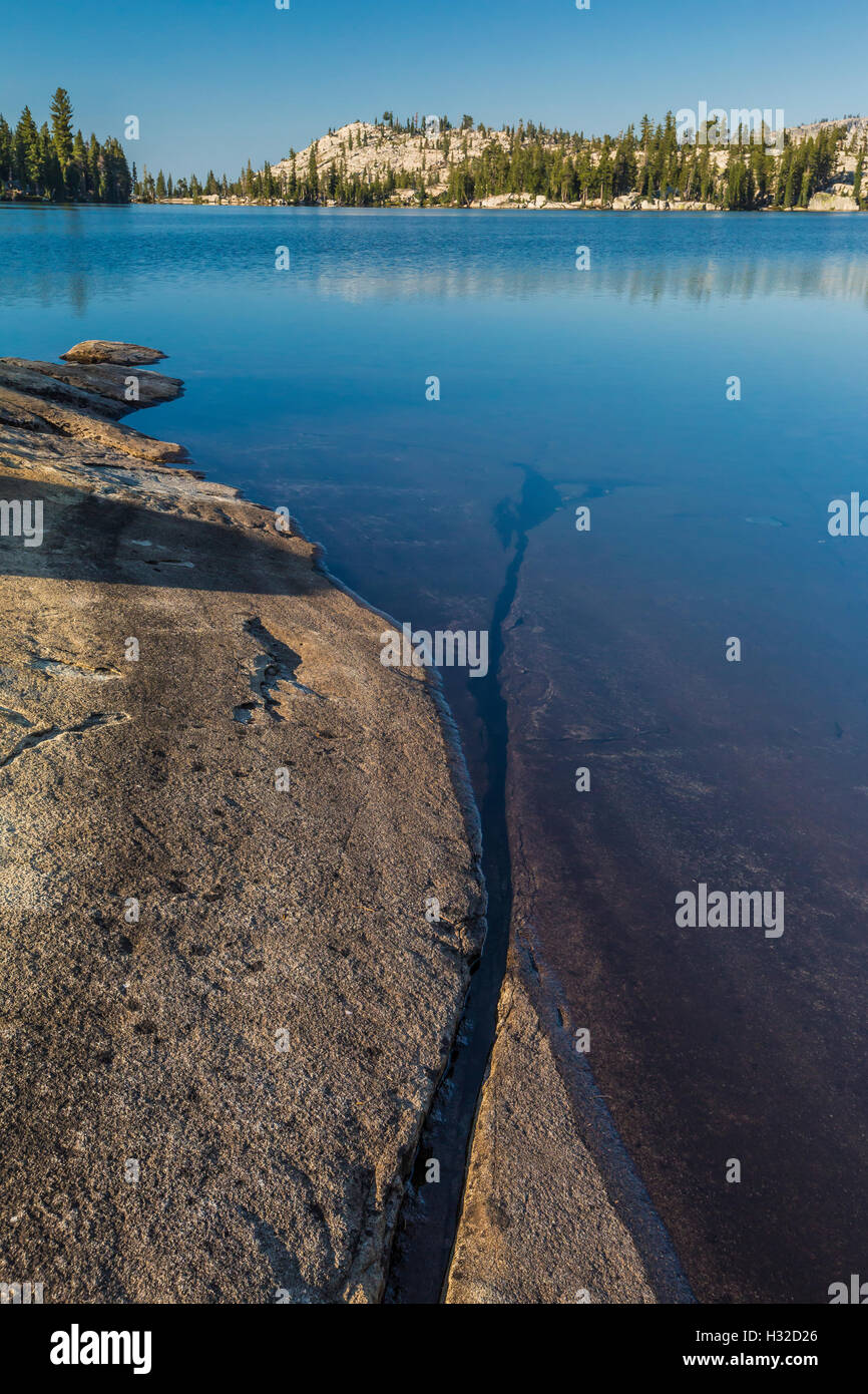 Crack in granite along Lake of the Woods in the Desolation Wilderness ...