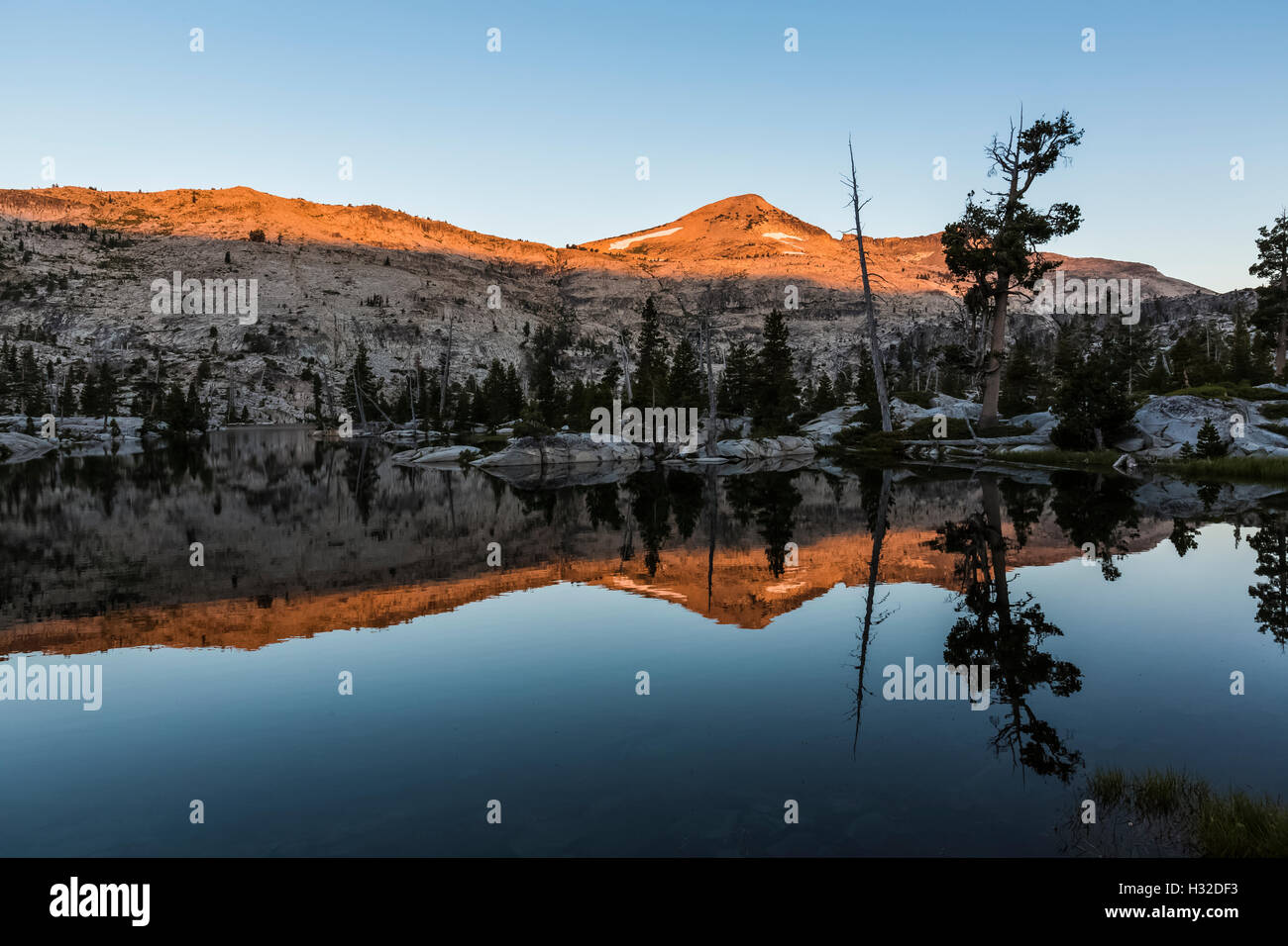 Morning light on Ropi Lake, with Pyramid Peak in the distance ...