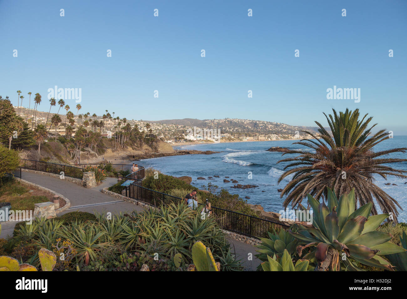 Panoramic sunset view of Main beach in Laguna Beach, Southern ...