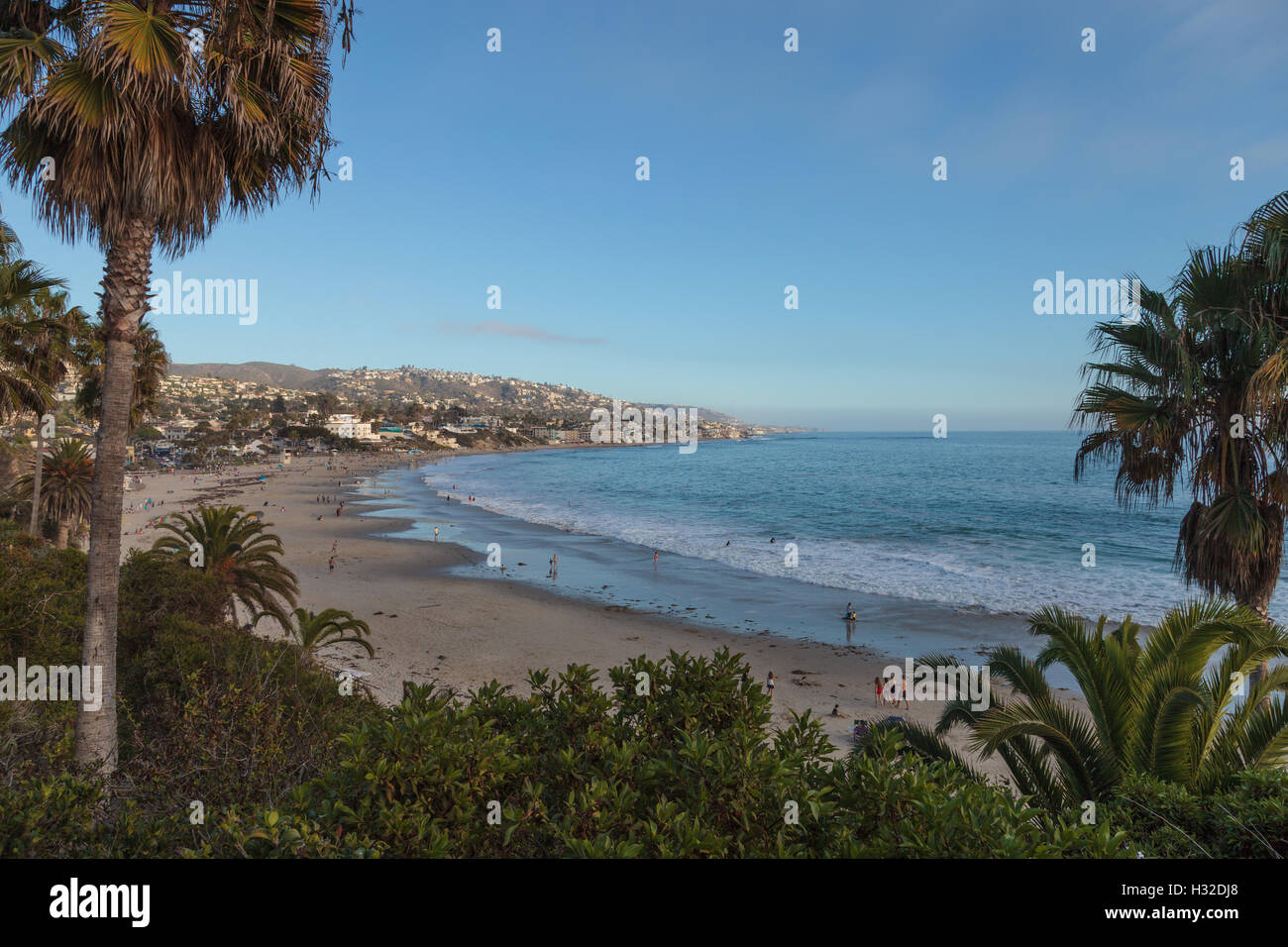 Panoramic sunset view of Main beach in Laguna Beach, Southern ...