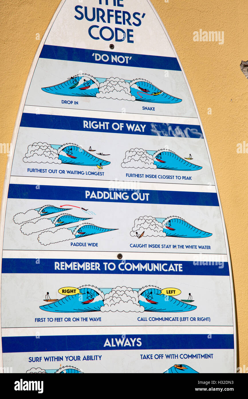 Surfers code written on a surfboard in Manly Beach,Sydney,Australia Stock Photo - Alamy