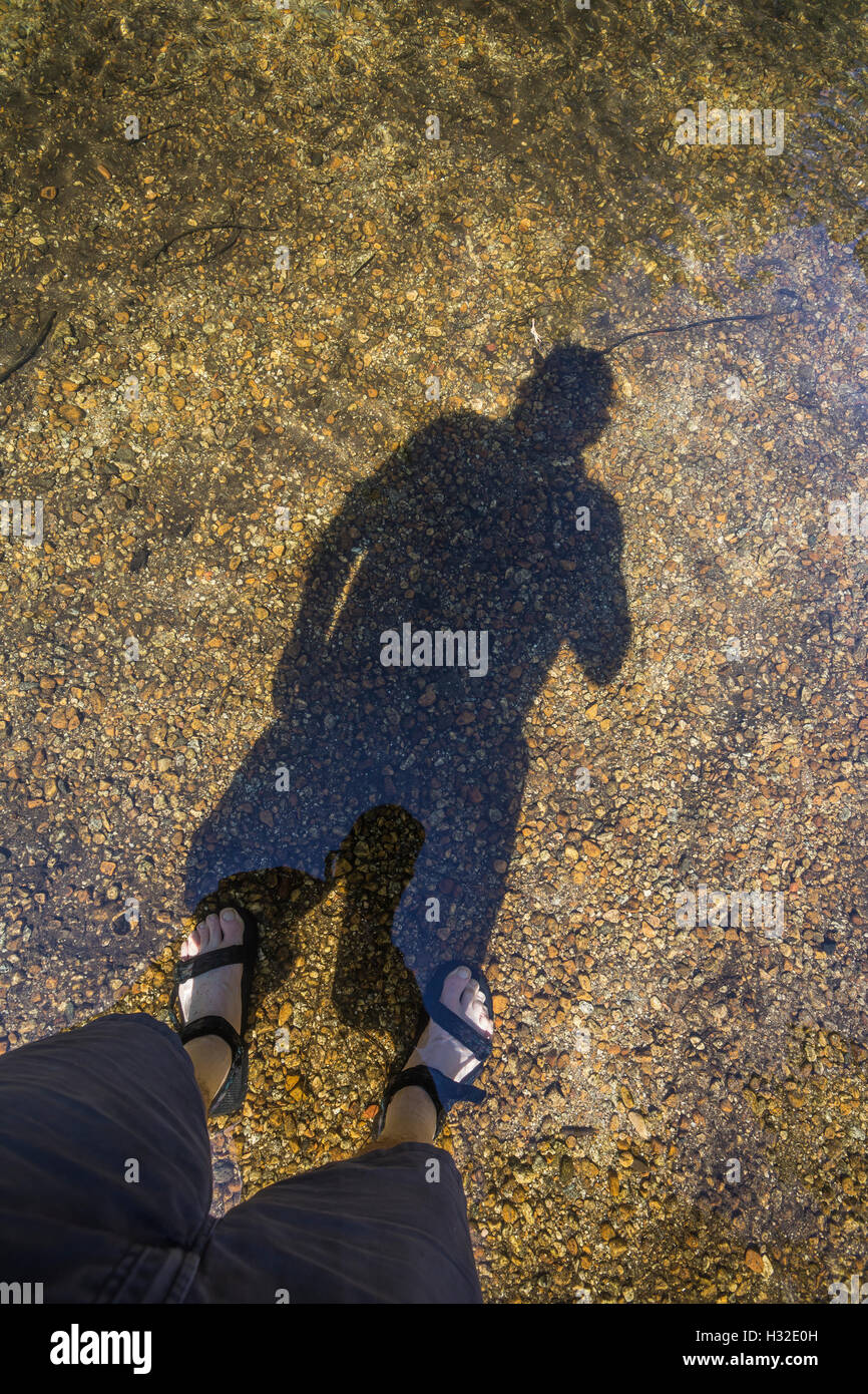 Shadow selfie of the photographer at Sentinel Beach along the Merced ...