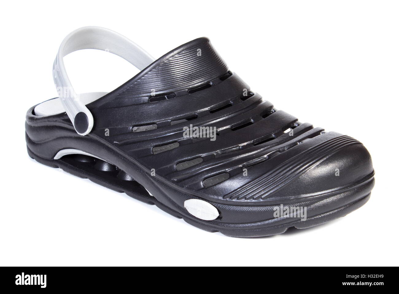 Black comfortable rubber slippers, for use at work and on vacation ...