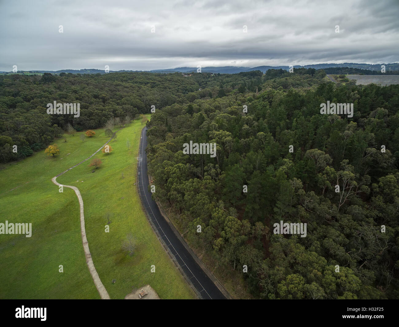 Aerial view grassy road hi-res stock photography and images - Alamy