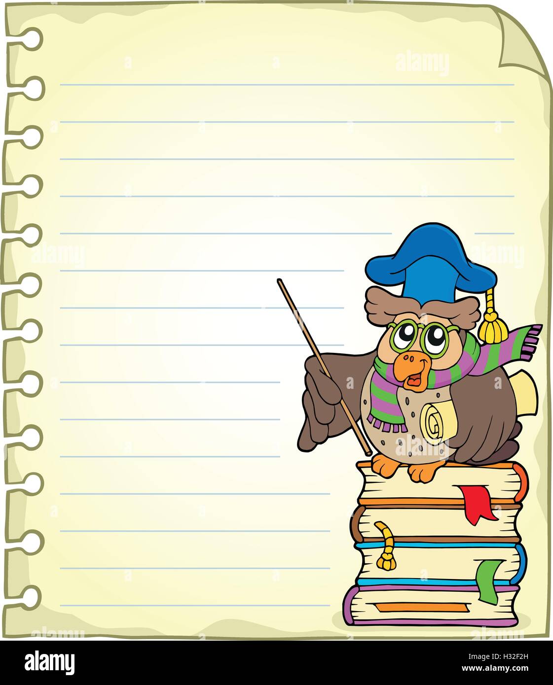 Notebook page with owl teacher 7 - eps10 vector illustration Stock ...