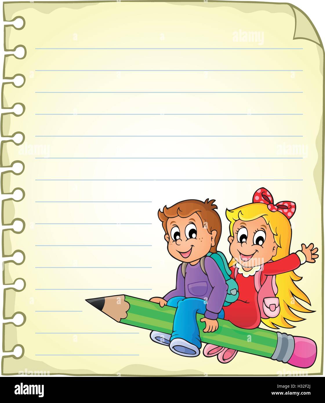 Notebook page with school kids 1 - eps10 vector illustration Stock ...