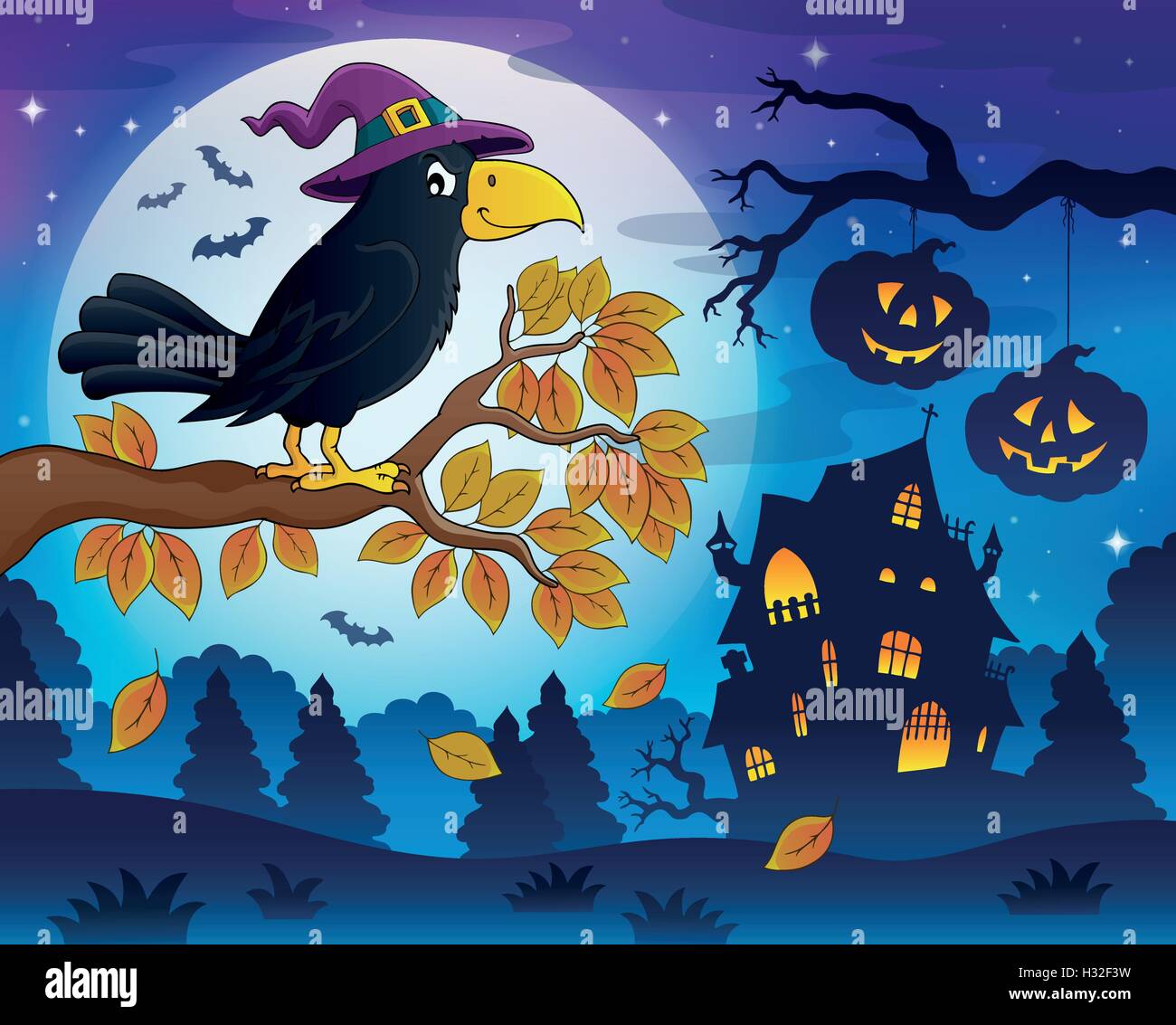 Witch crow theme image 5 - eps10 vector illustration Stock Vector Image ...