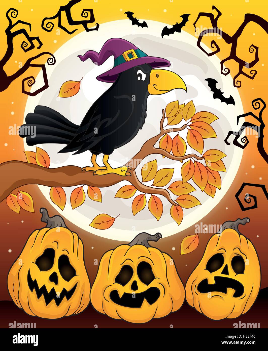Witch crow theme image 6 - eps10 vector illustration Stock Vector Image ...