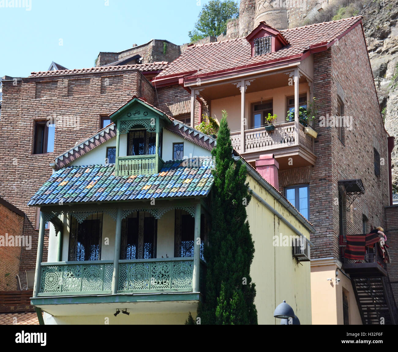 Old buildings in Tbilisi Old town Sololaki Stock Photo - Alamy