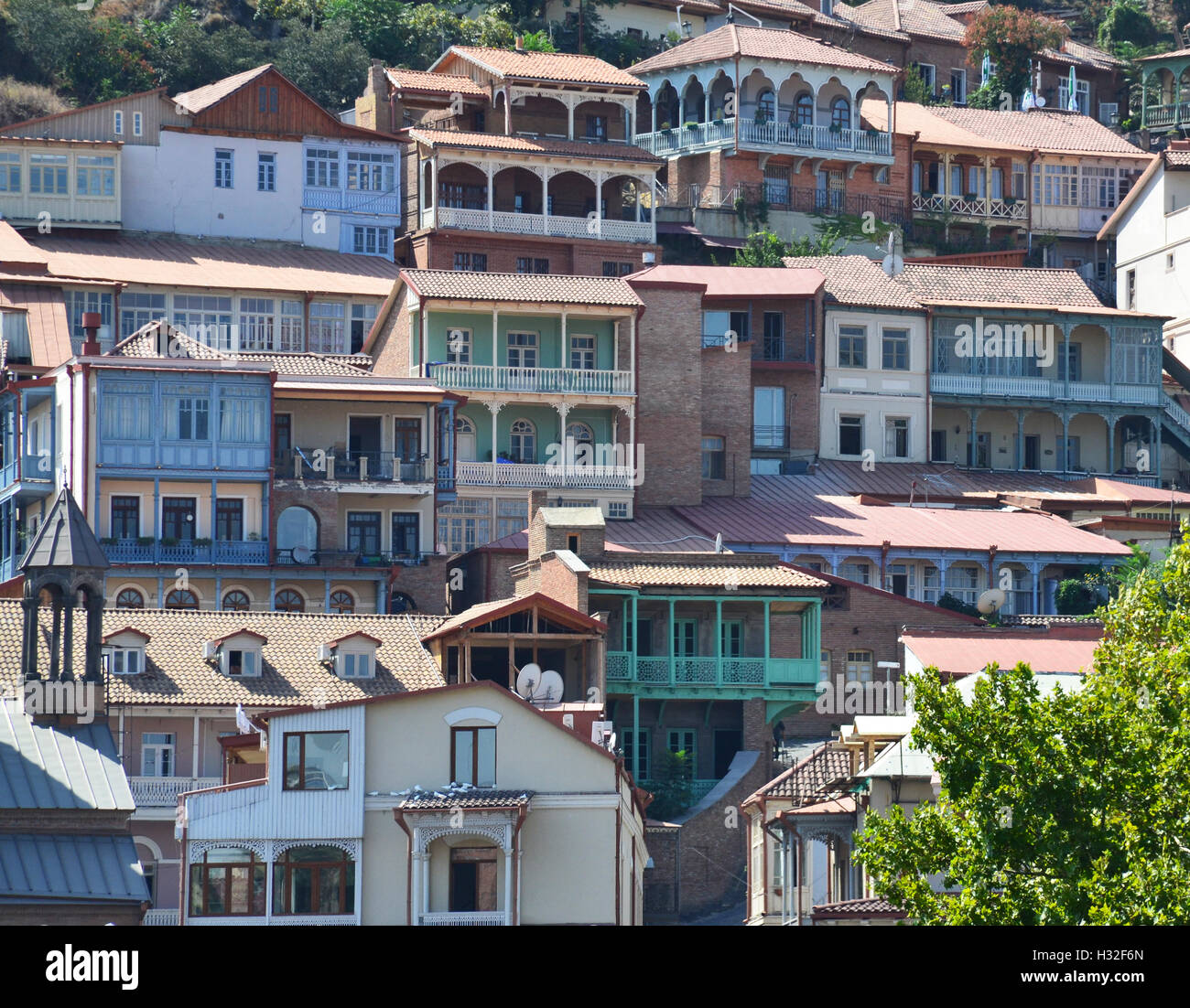 Old buildings in Tbilisi Old town Sololaki Stock Photo - Alamy