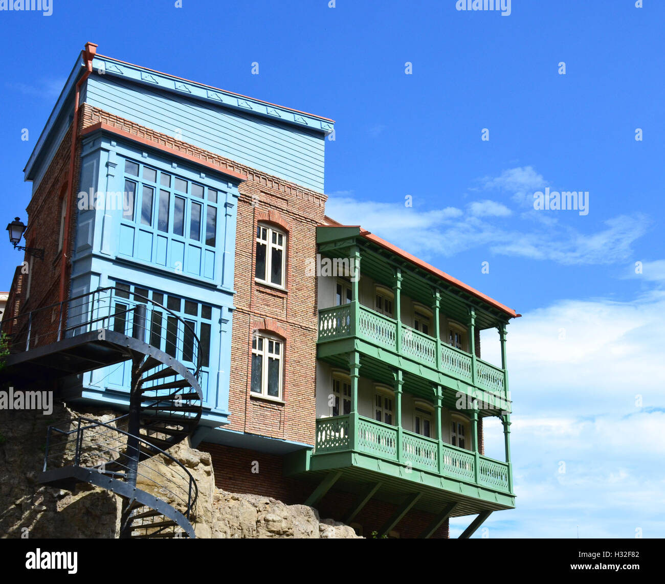 Old buildings in Tbilisi Old town Sololaki Stock Photo - Alamy