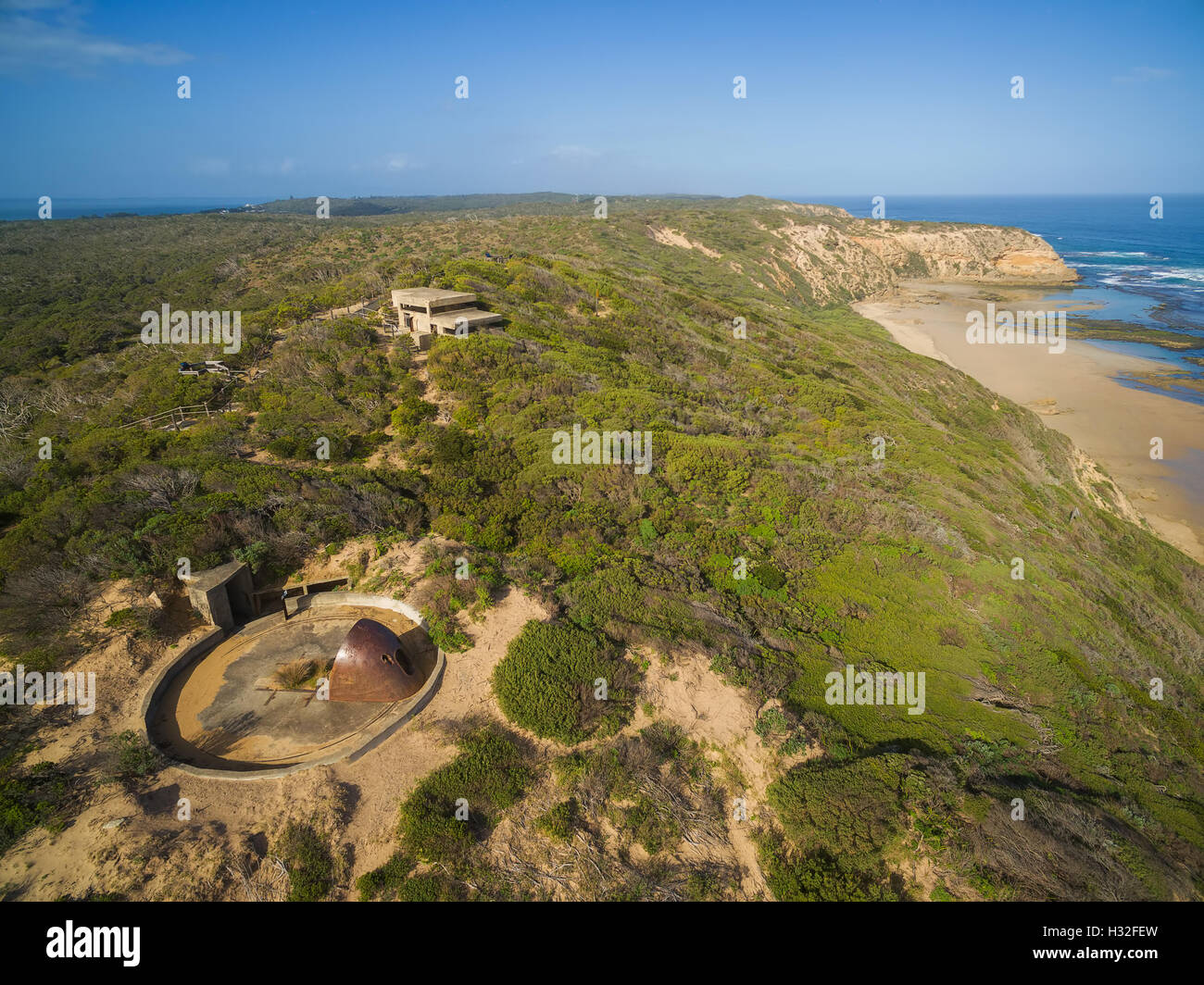 Aerial view of Fort Pierce structure. Point Nepean National Park ...