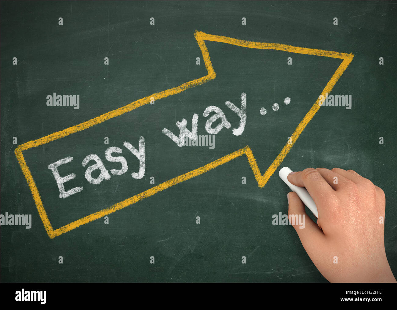 easy way chalkboard write concept 3d illustration Stock Photo - Alamy