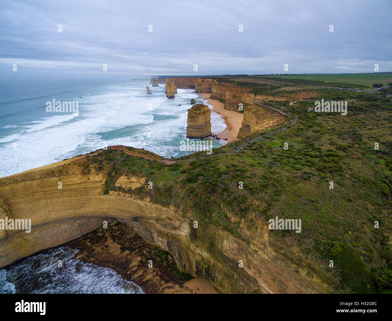 Aerial view of the Twelve Apostles and the lookout area Stock Photo - Alamy