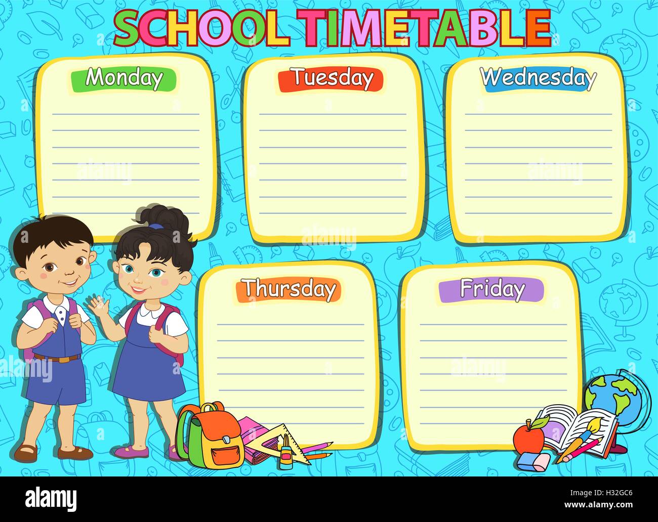 School timetable thematic image vector illustration Stock Vector Image ...
