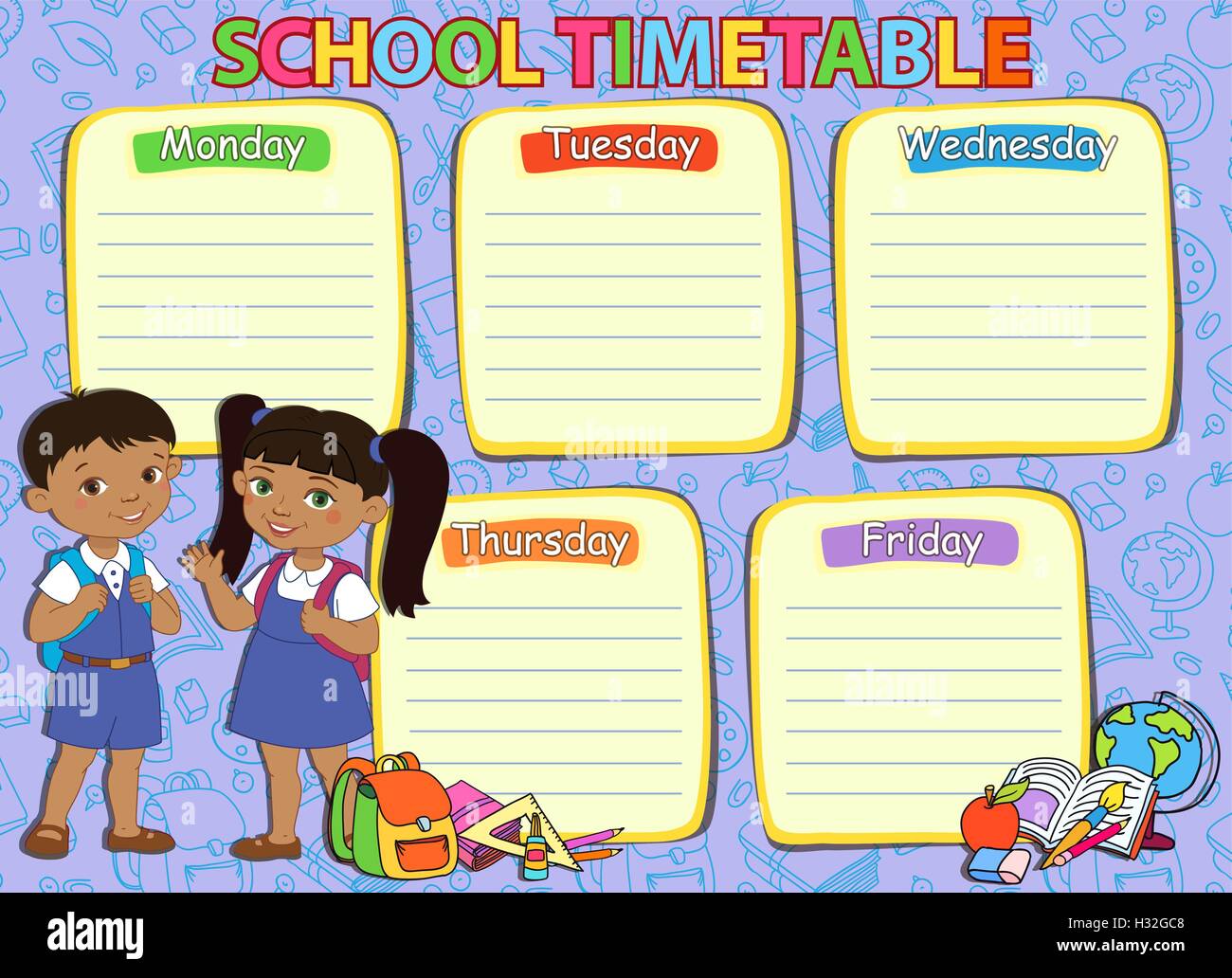 School timetable thematic image vector illustration Stock Vector Image ...