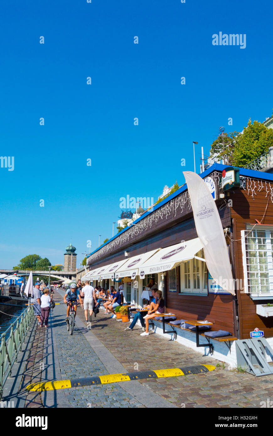 Restaurace Vltava, Naplavka embankment, Prague, Czech Republic Stock ...