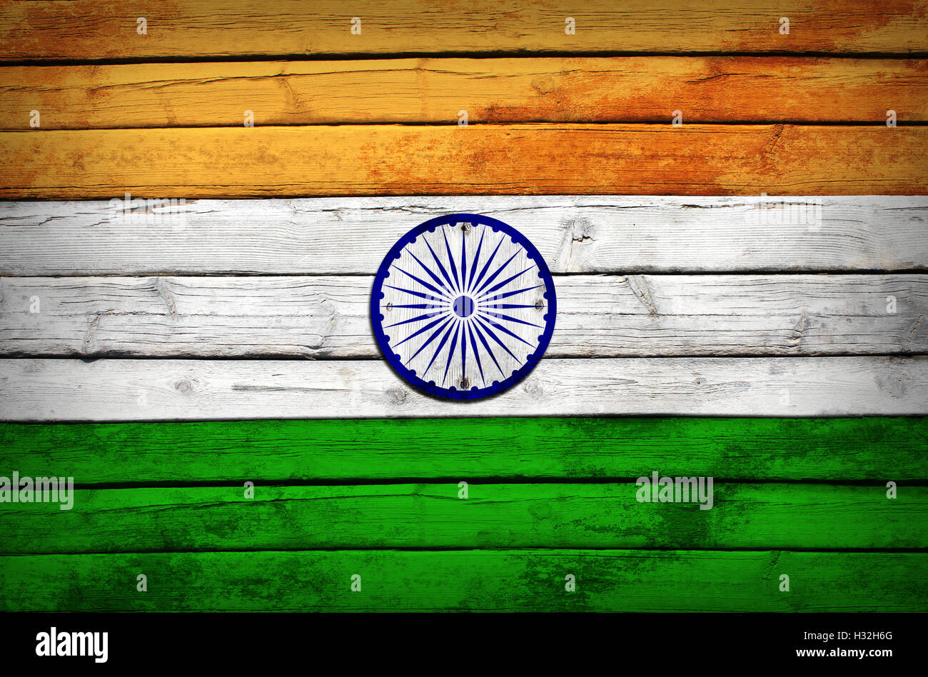 Indian flag painted on wooden boards Stock Photo - Alamy