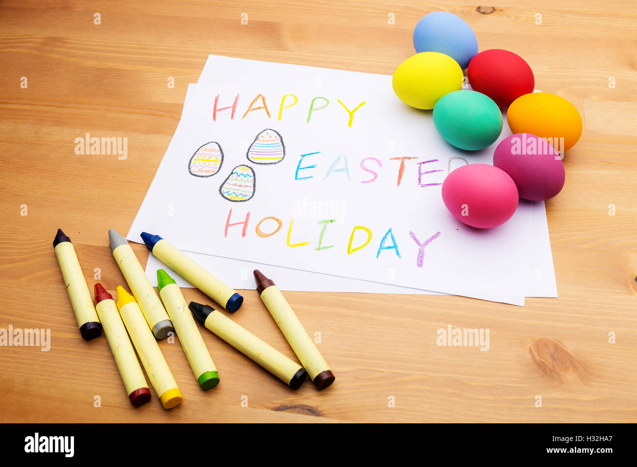 Kid drawing for easter holiday Stock Photo - Alamy