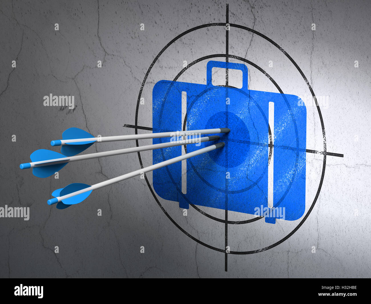 Vacation concept: arrows in Bag target on wall background Stock Photo ...