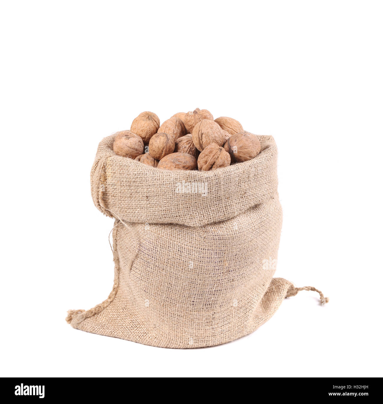 Sack full of walnuts. Close up Stock Photo - Alamy