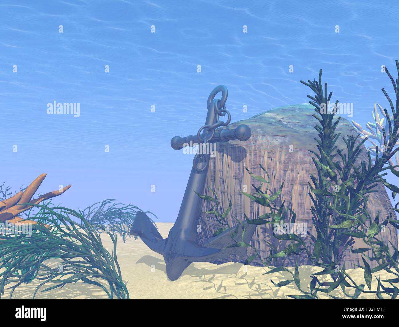 Ship anchor underwater hi-res stock photography and images - Alamy