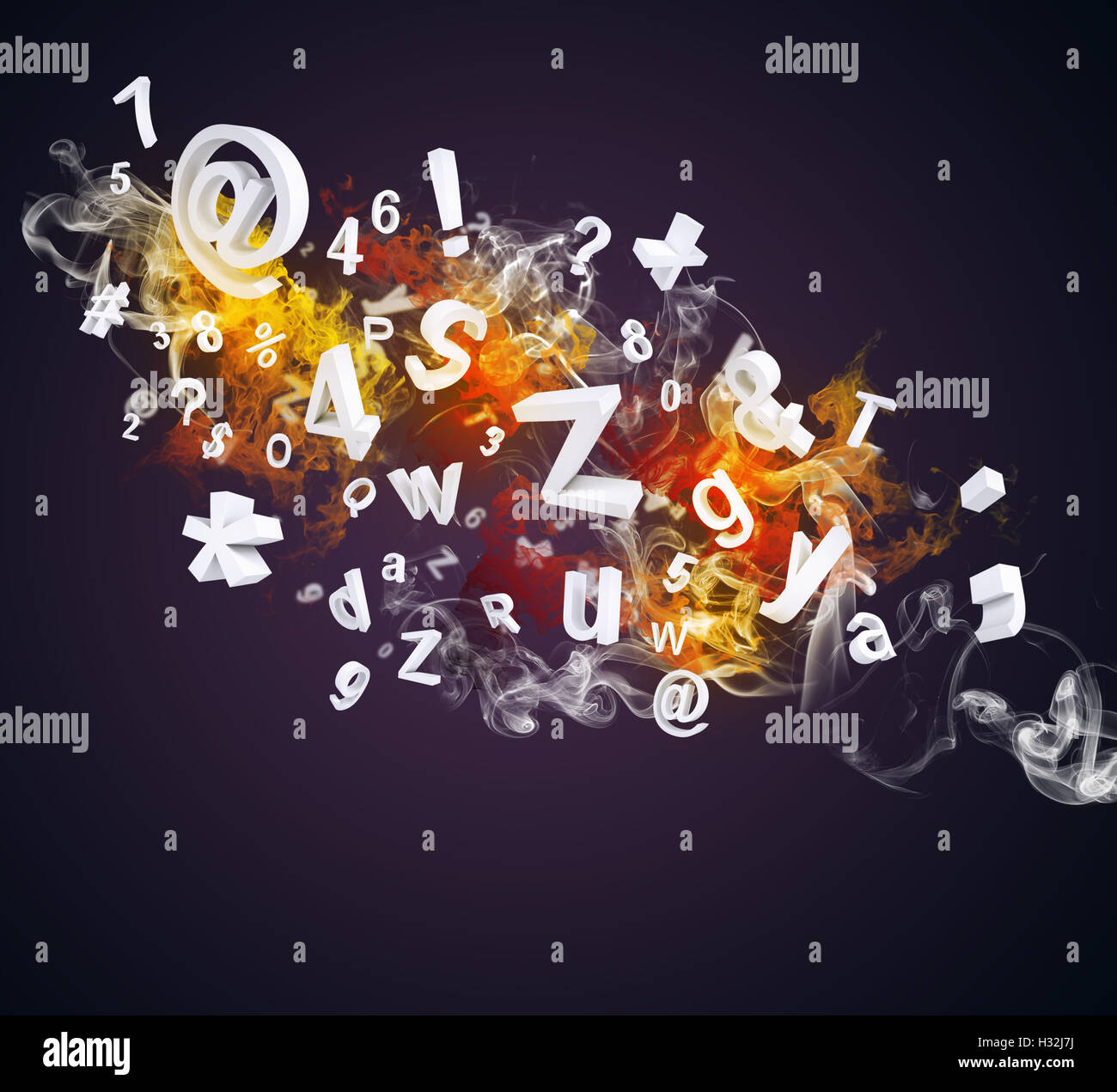 Letters, numbers and smoke Stock Photo - Alamy