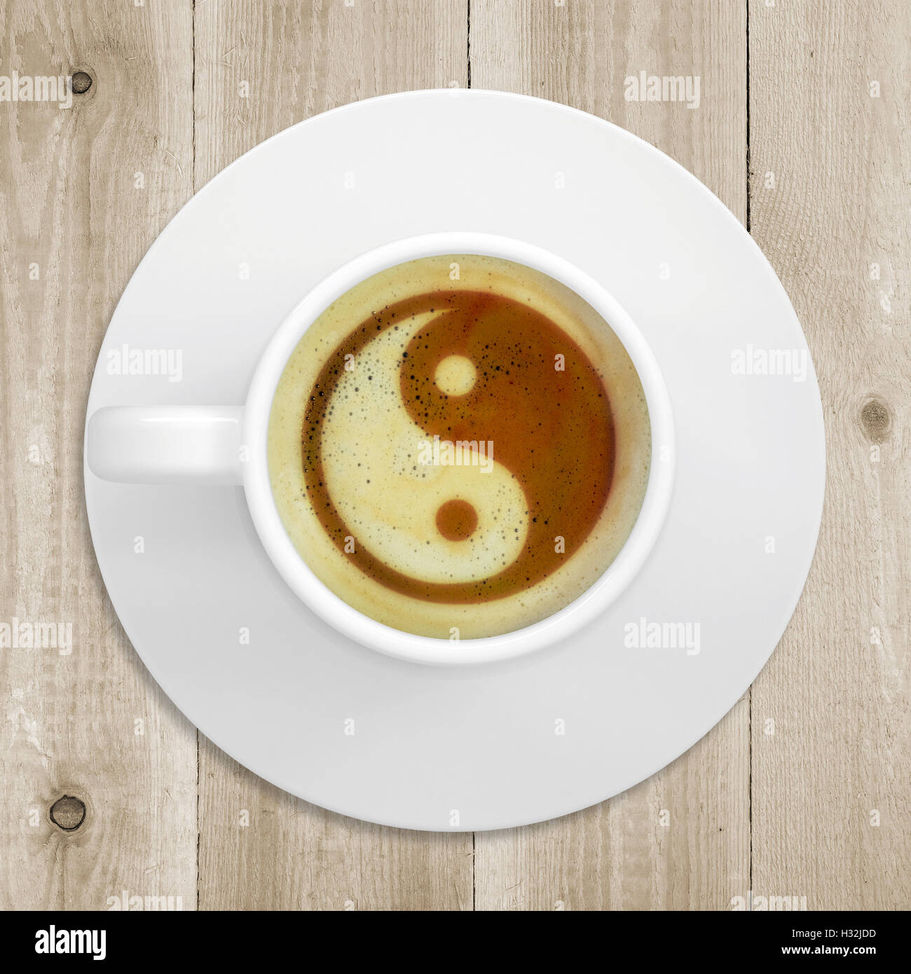 Picture of the yin-yang in the coffee foam Stock Photo - Alamy