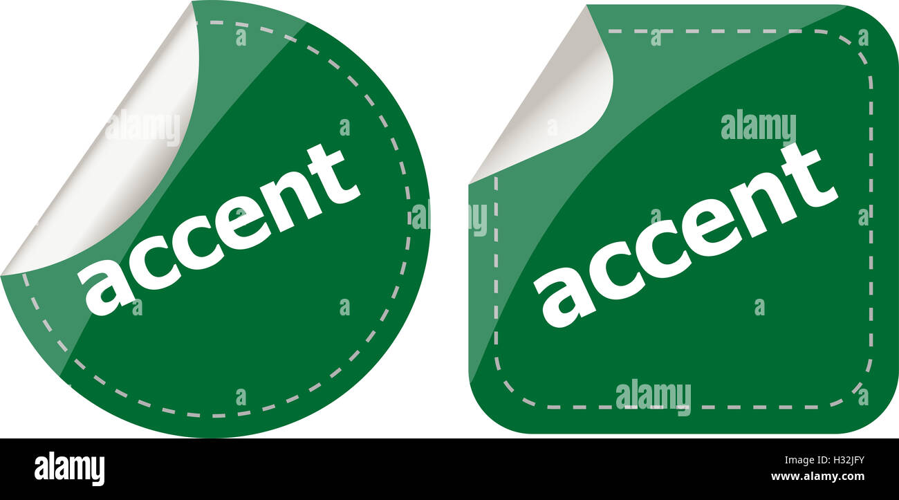 accent stickers set on white, icon button Stock Photo - Alamy